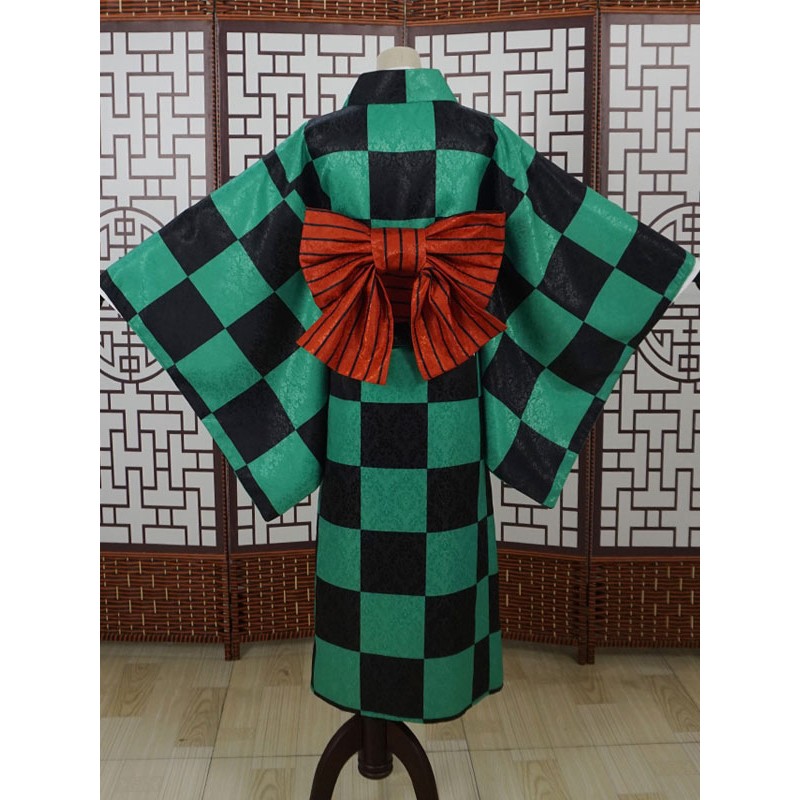 DEMON SLAYER KIMETSU NO YAIBA KAMADO TANJIRO Green Plaid Pattern Kimono ...