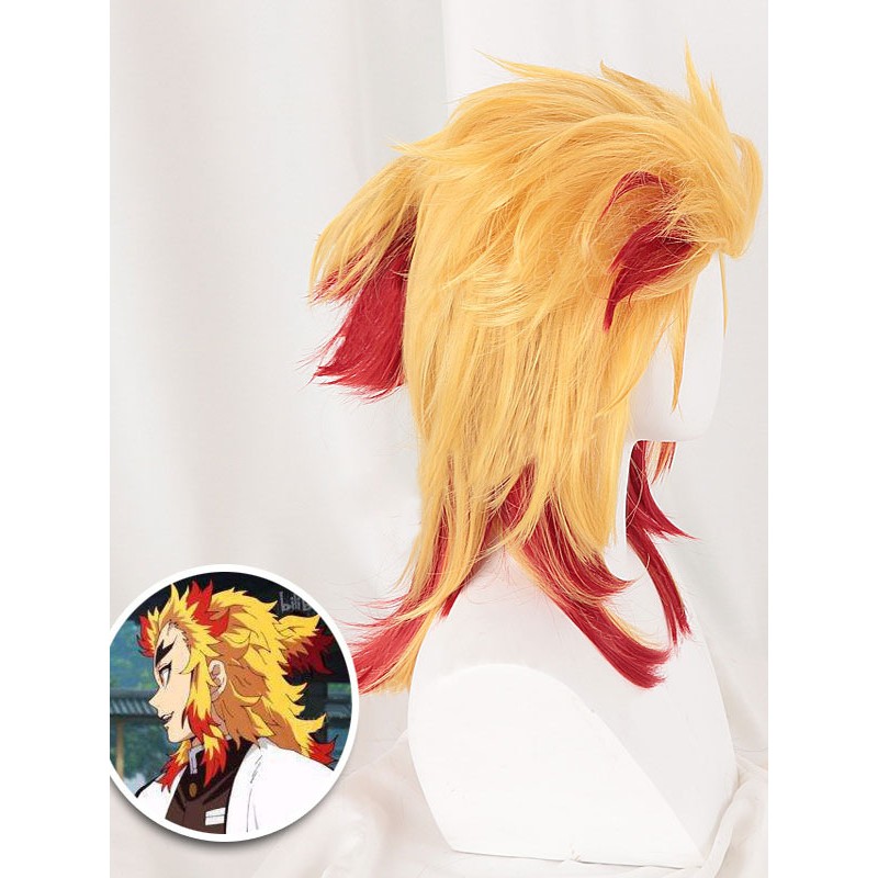 Demon Slayer: Kimetsu no Yaiba Rengoku Kyoujurou Parrucca Cosplay Coda ...