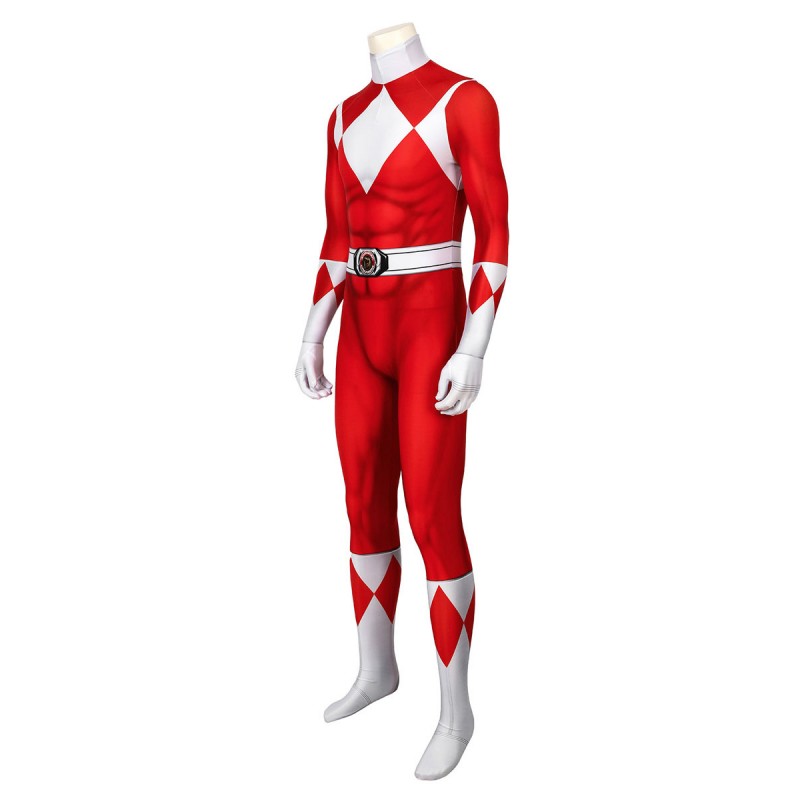 Mighty Morphin Power Rangers Red Ranger Zentai Tuta Costumi Cosplay ...